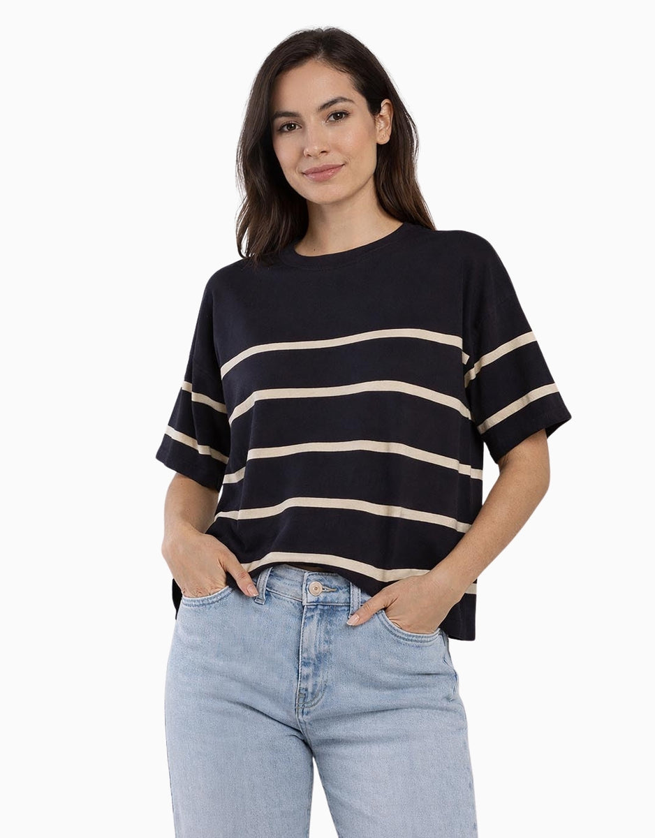 Buy Bailey Box Sweater - Navy/Cream Betty Basics for Sale Online New ...