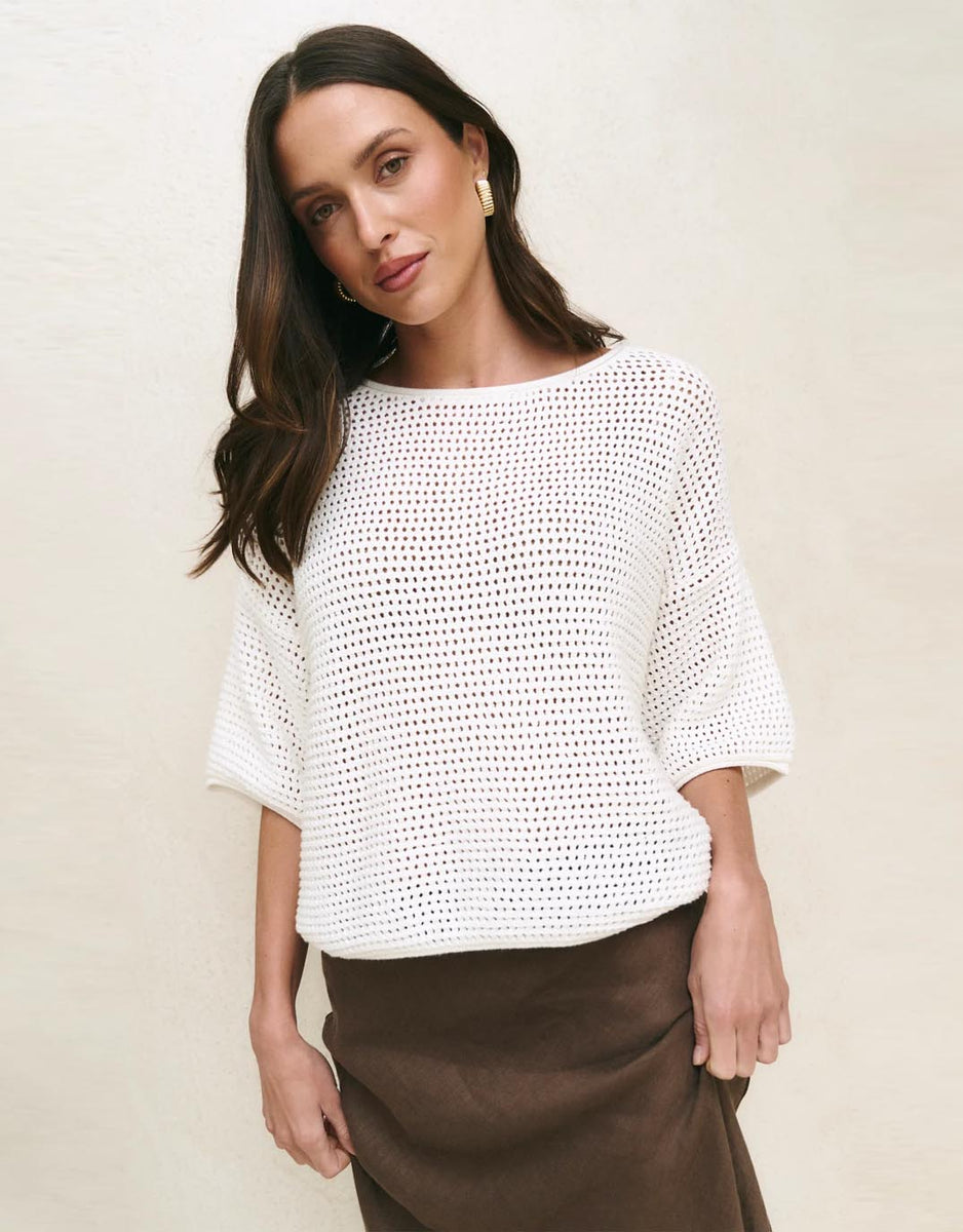 Buy Sunrise Crochet Knit Tee - Ivory Re:Union The Label for Sale Online ...