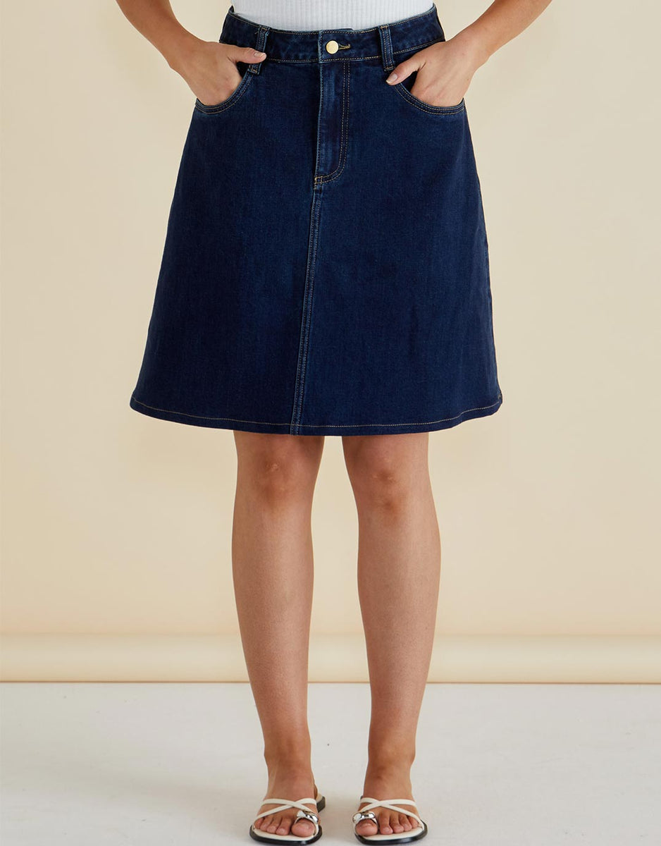 Buy Glinda Denim Skirt - Blue Indigo Betty Basics for Sale Online New ...